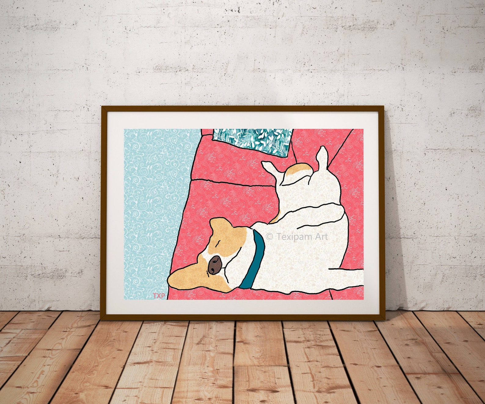 Corgi Art PRINT, Dog Breed Art Print, Quilting Fabric Print, Corgi ...