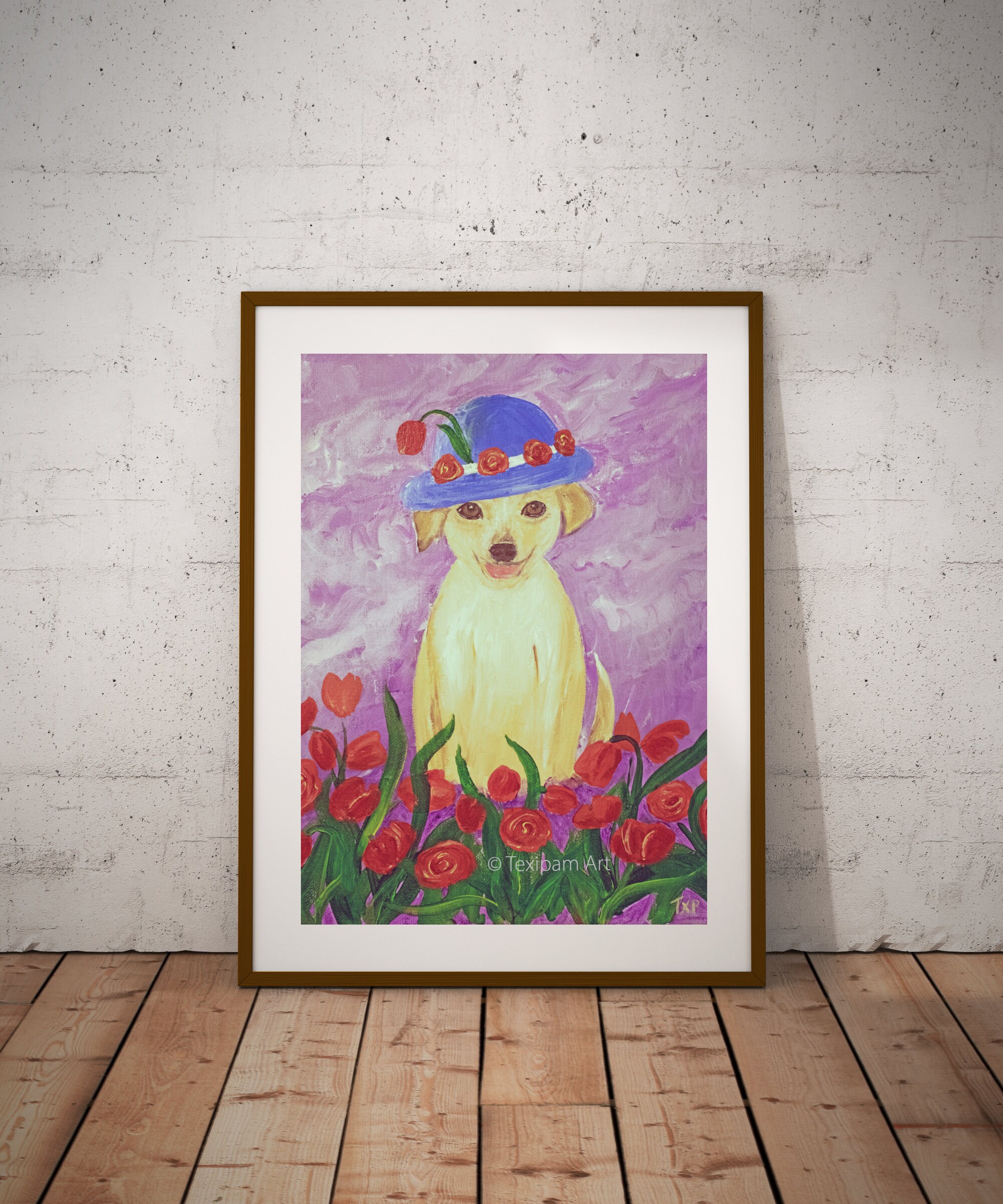 Yellow Dog Art PRINT Pet Portrait Floral Art Breed - Etsy