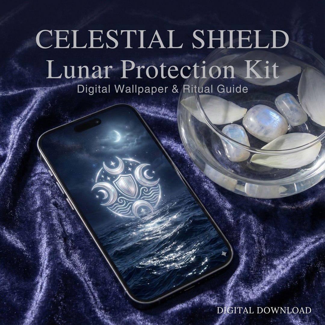 Lunar Protection Sigil Wallpaper | Celestial Shield Ritual Kit (digital ...
