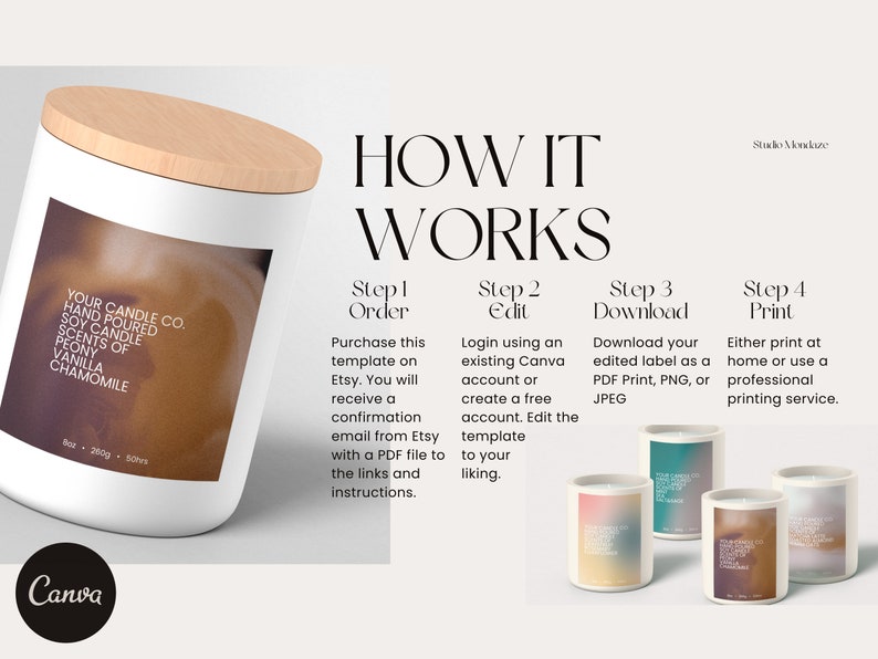 Gradient Product Label Modern Candle Label Editable Template Printable ...