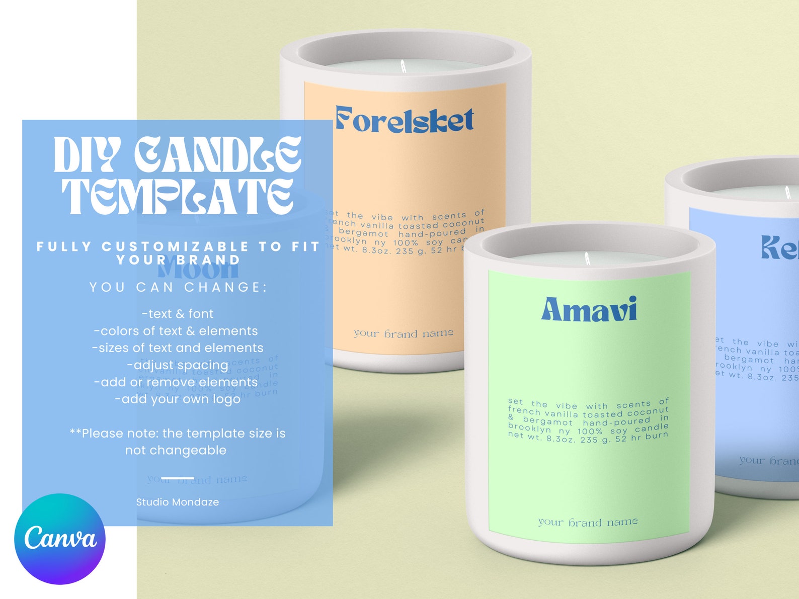 Funky Label Design Template Aesthetic Candle Branding Modern Candle ...