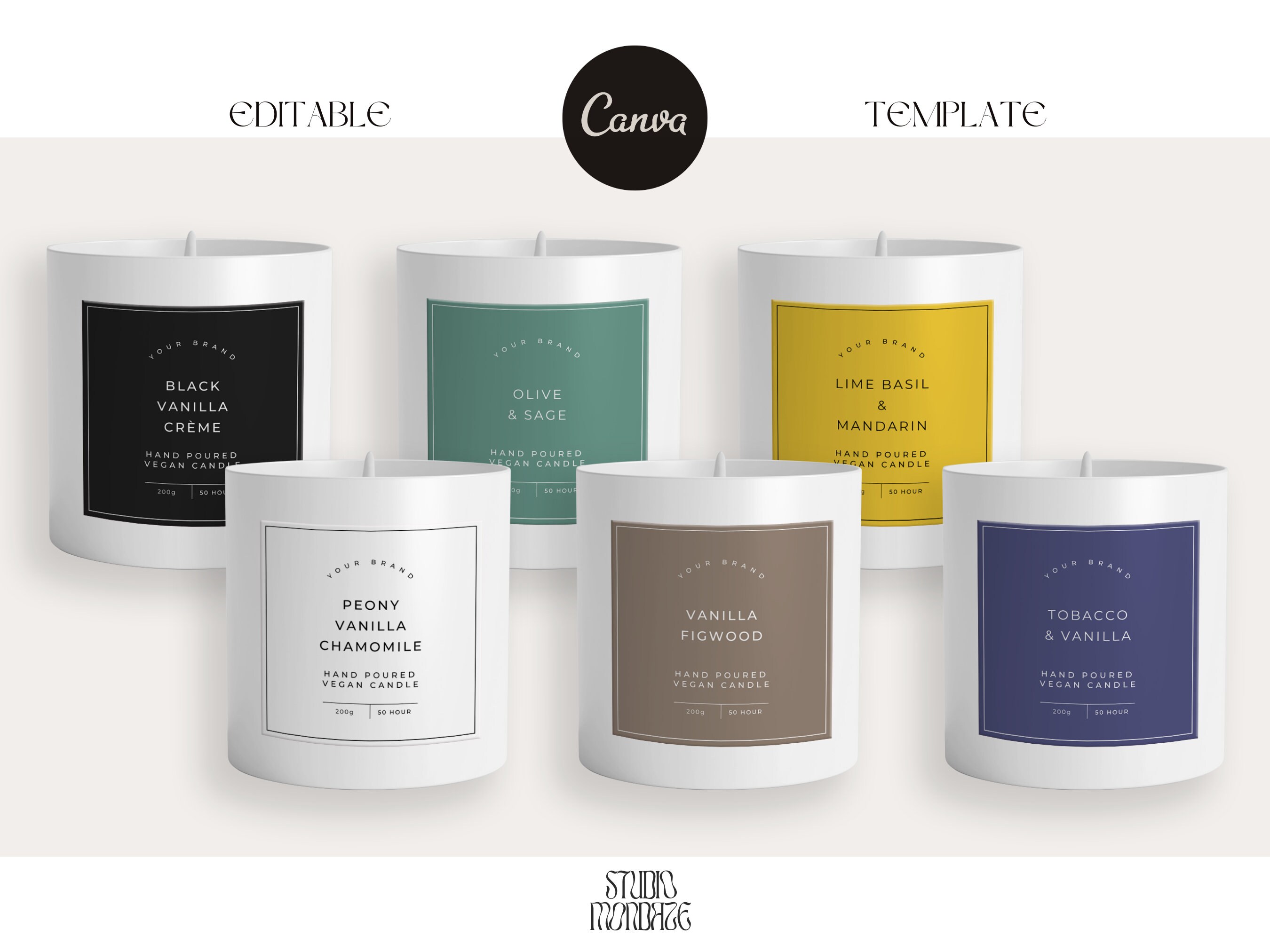 Minimalist Candle Label Template Modern Label Editable Template ...