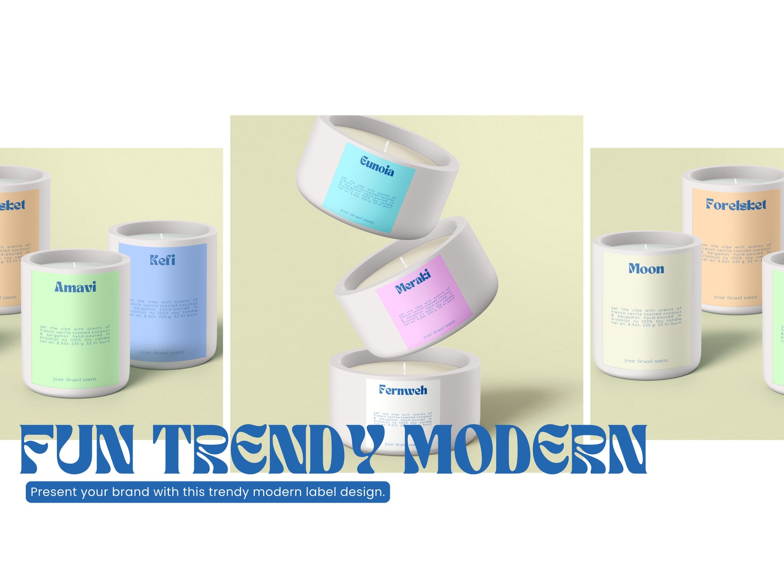 Funky Label Design Template Aesthetic Candle Branding Modern Candle ...