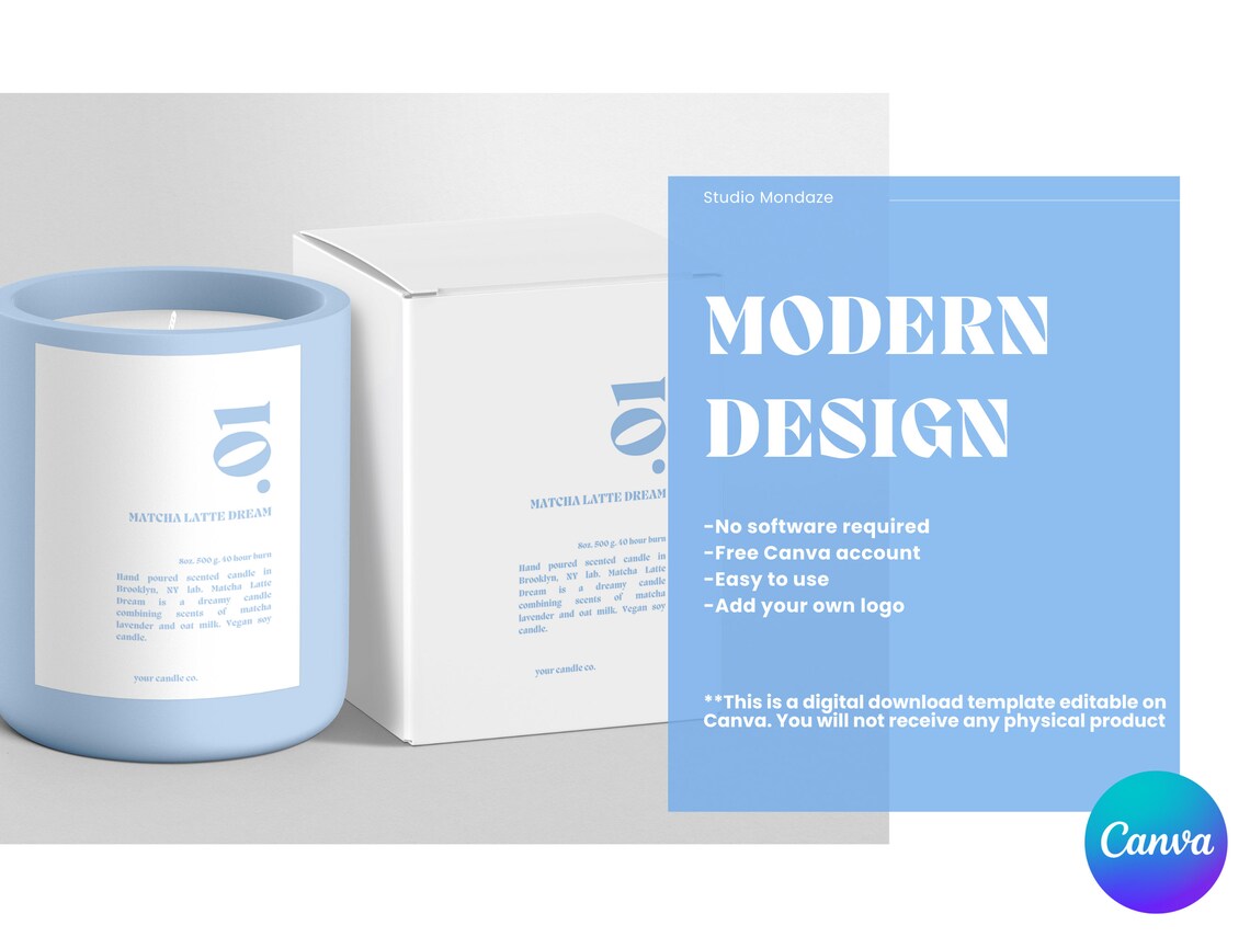 Modern Label Template Design Personalize Candle Label Editable - Etsy