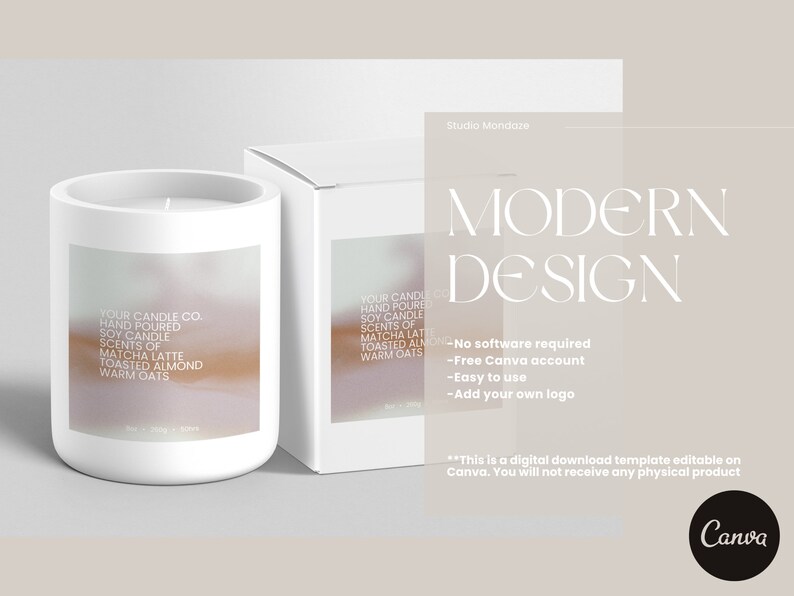 Gradient Product Label Modern Candle Label Editable Template Printable ...