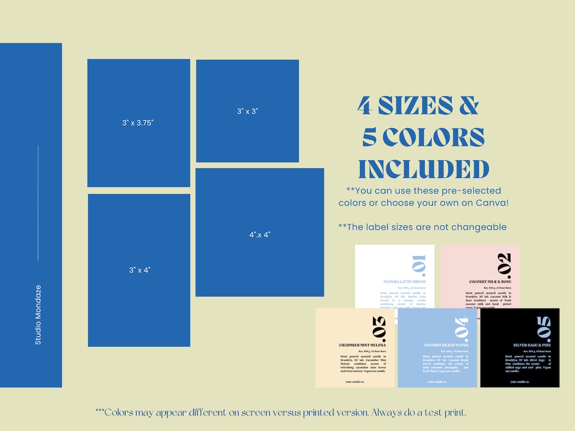Modern Label Template Design Personalize Candle Label Editable - Etsy