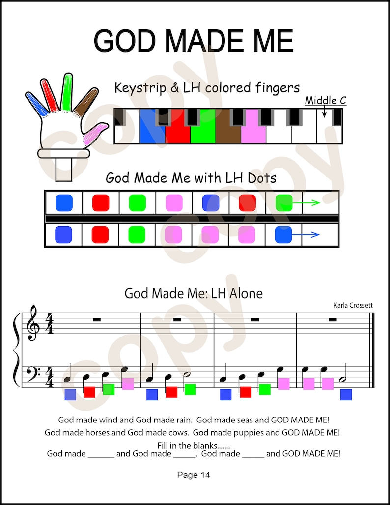 Anybody Can Play Bible Based Piano Lesson Materials Packet 1 - Etsy