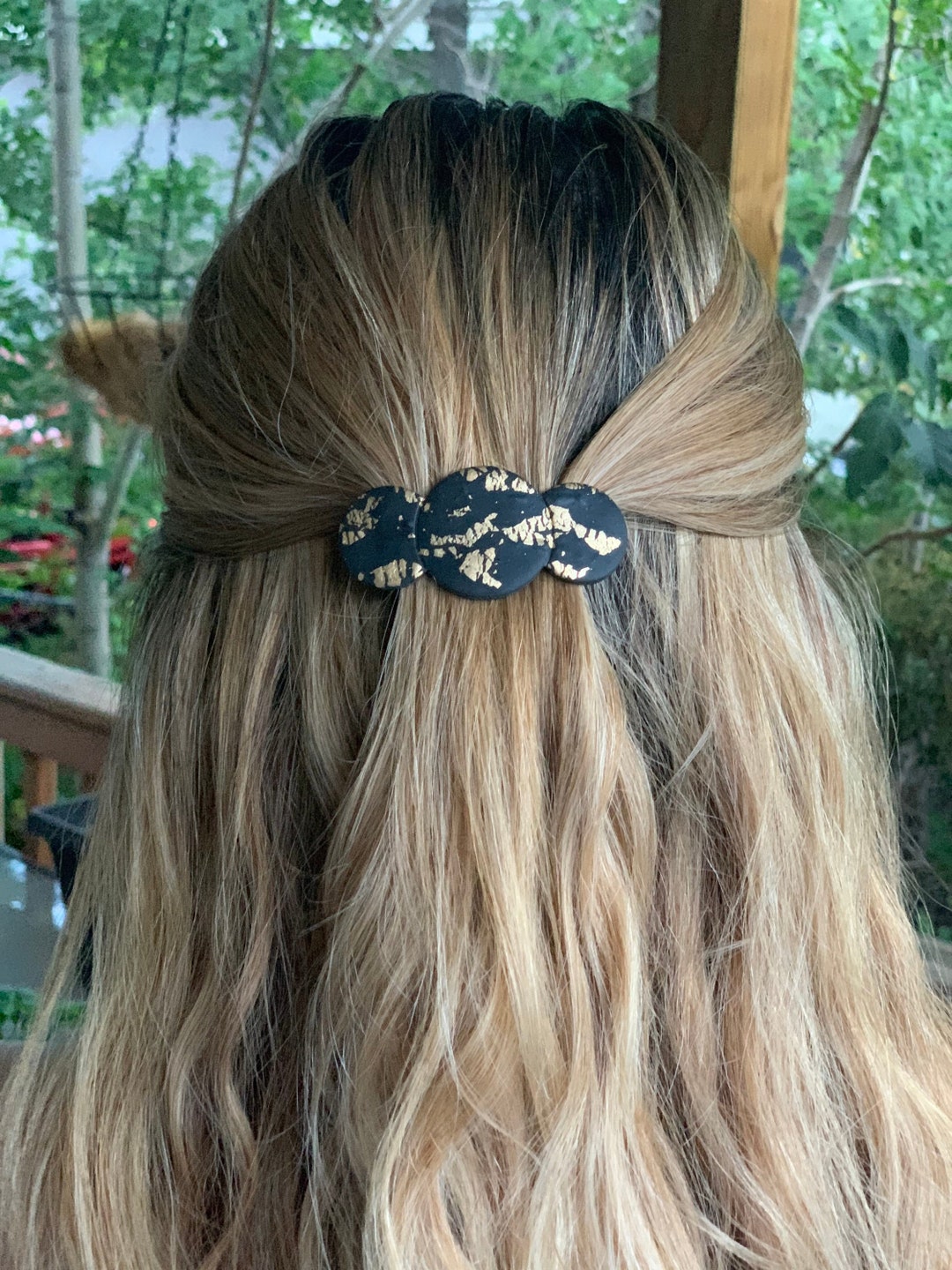 Hair Barrettes With Gold Flakes - Etsy