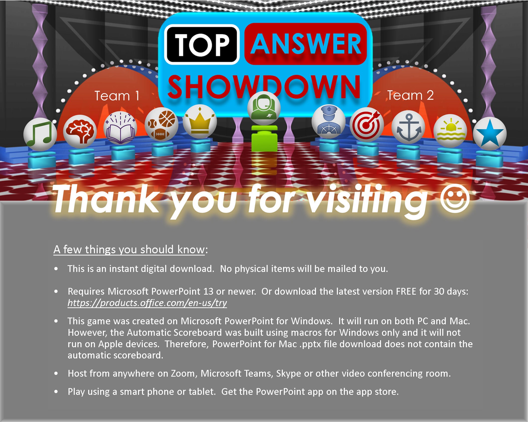 Top Answer Showdown PowerPoint Game on ZOOM Player Icons Automatic ...