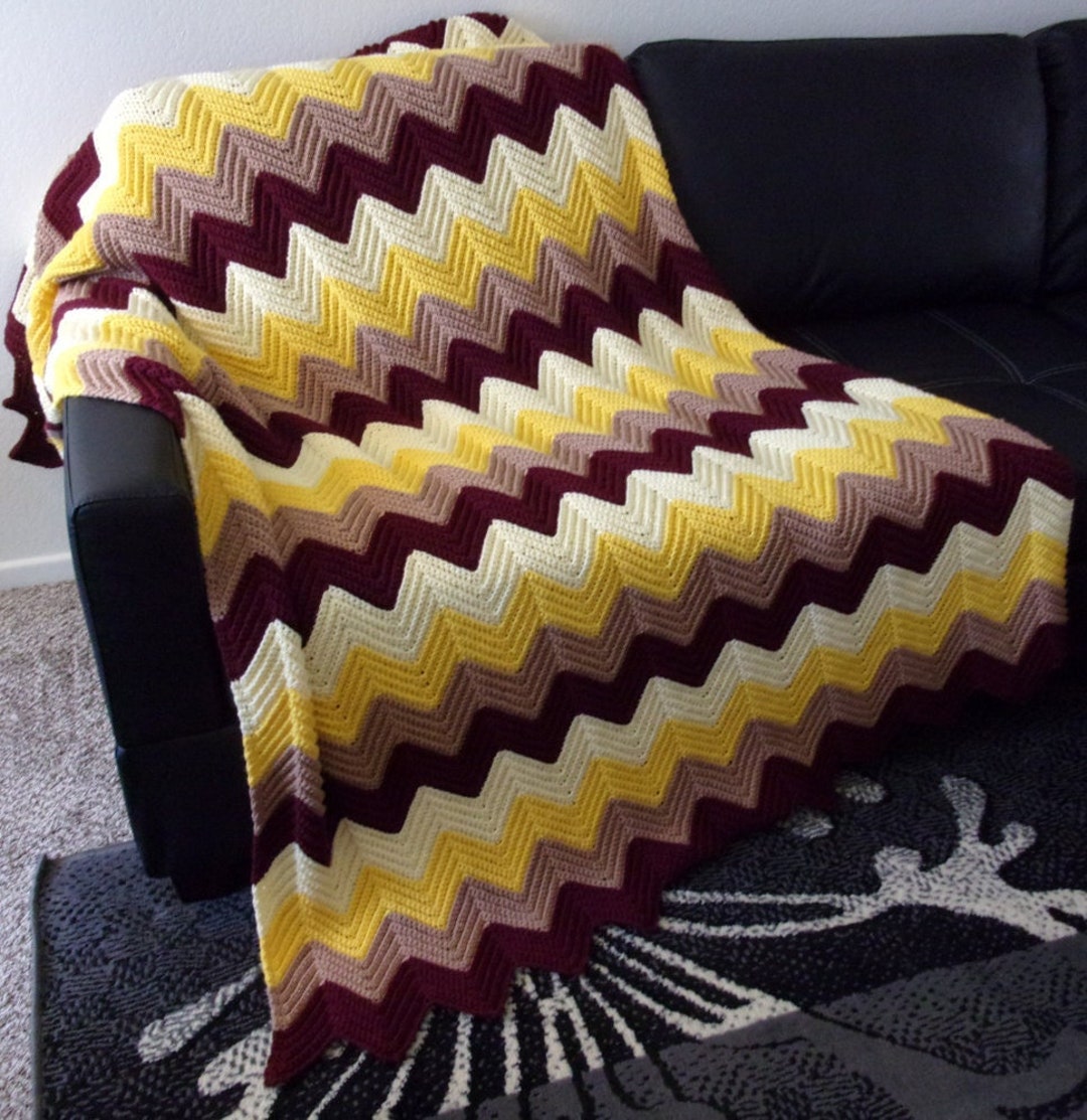 Ripple Crochet Pattern I Throw Afghan Pattern I Easy Ripple Pattern I ...