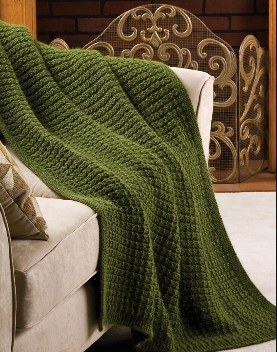 Field of Green Throw Knit Pattern L Throw Afghan Pattern L Knit Blanket ...