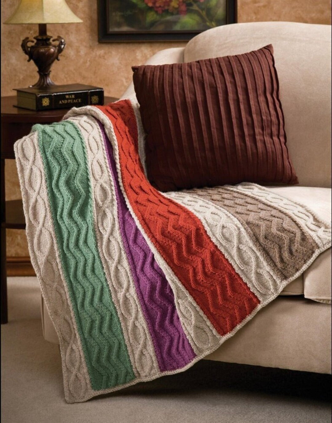 Zigzag and Cables Throw Knit Pattern L Throw Afghan Pattern L Knit ...
