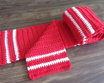 Red and White Scarf | Etsy
