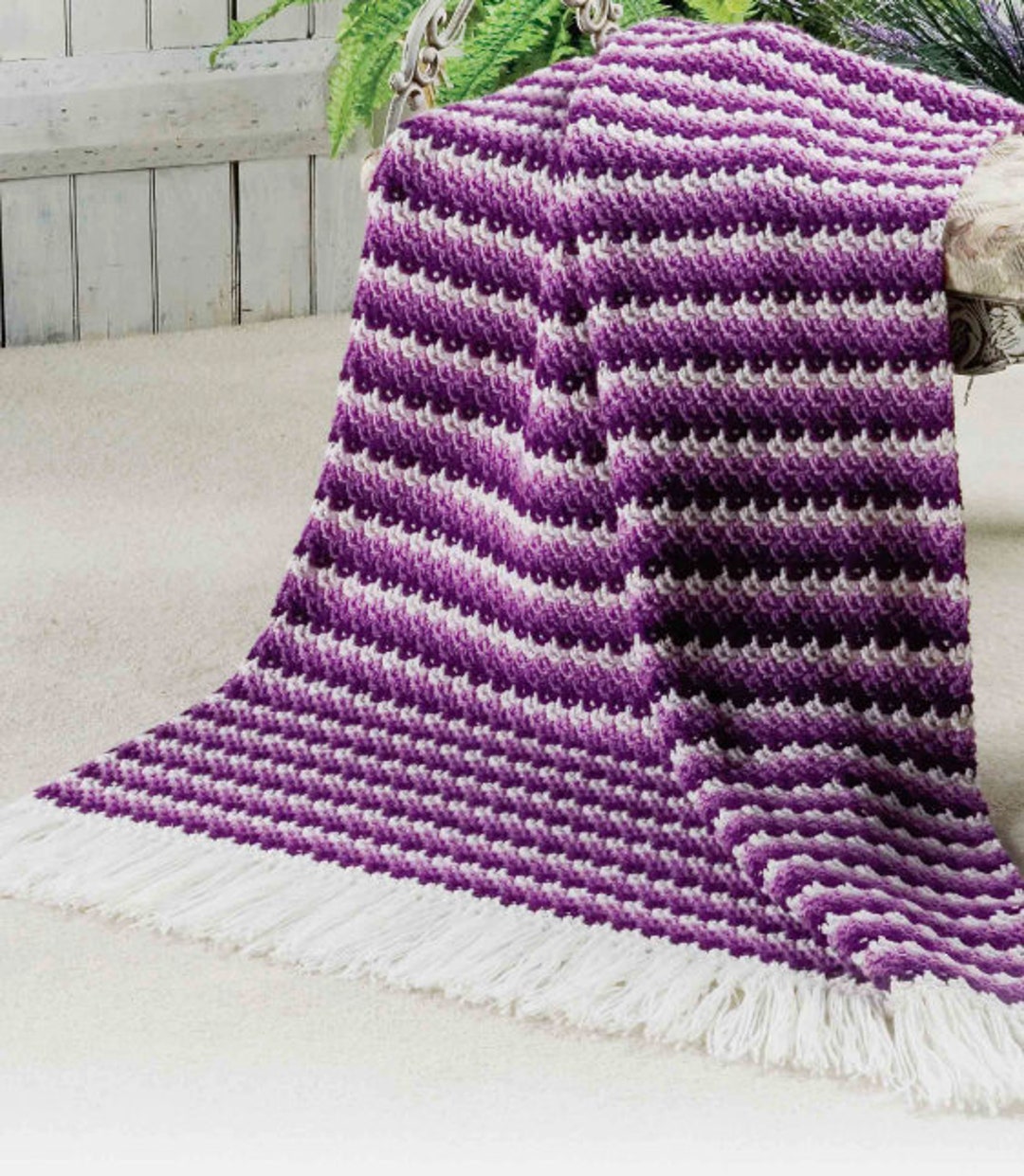 Shaded Stripes Crochet Afghan Pattern L Throw Afghan Pattern L Crochet ...