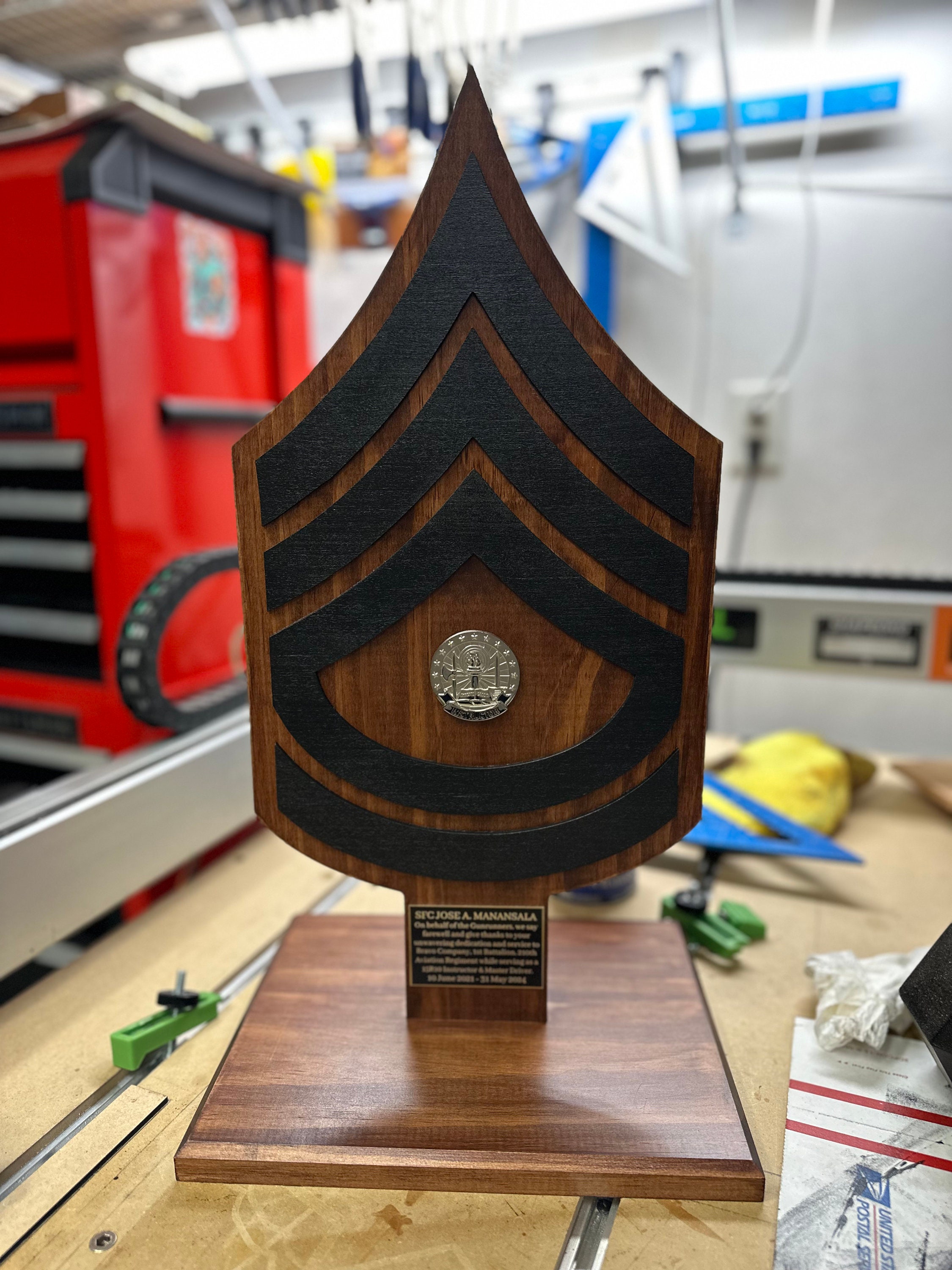 Personalized Hard Wood Military Rank Plaque 20x11 Military Plaque Award ...