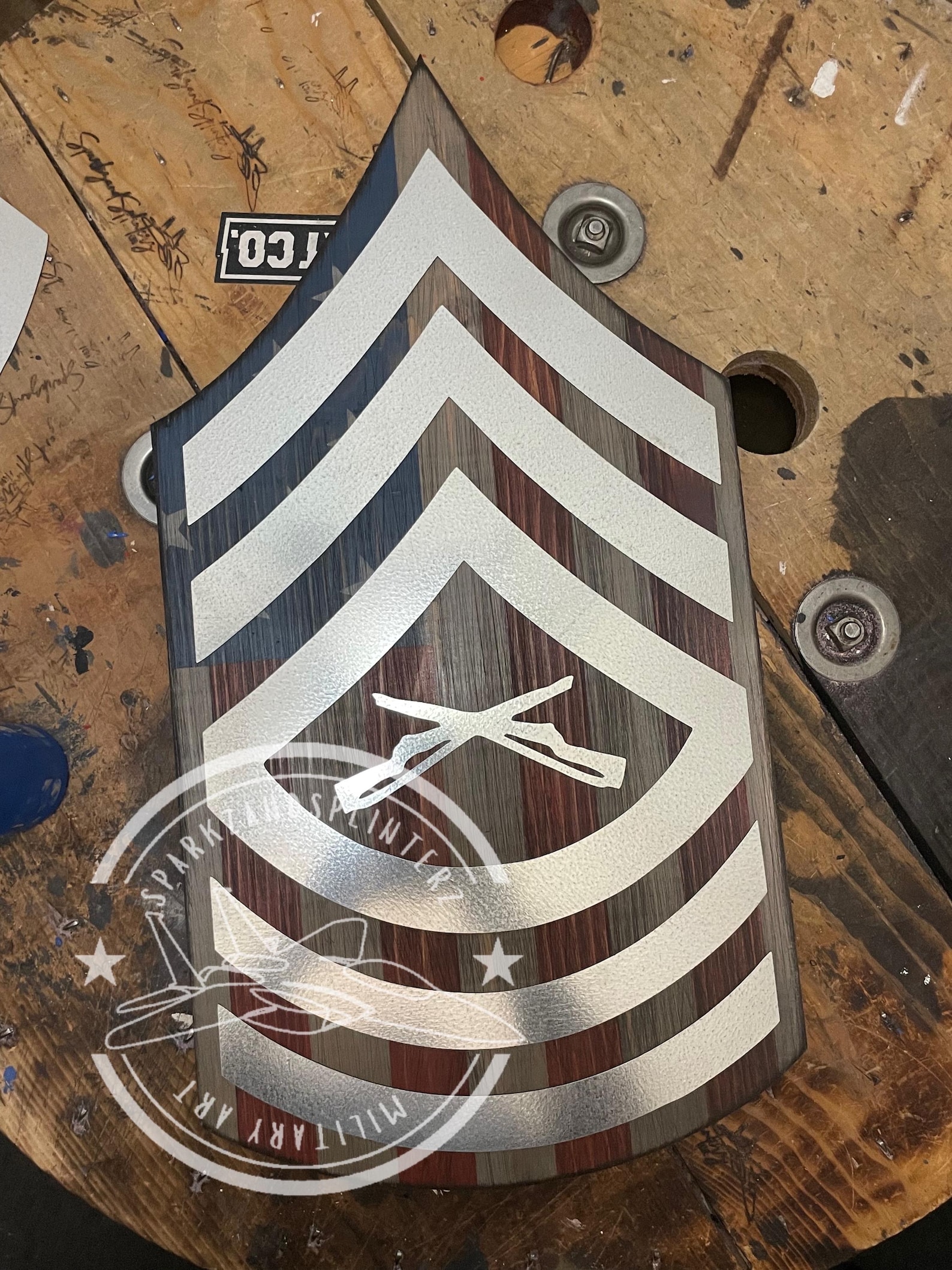 USMC Handmade Wood & Steel Marine Corps Rank Stripes ~ Wood Wall Plaque ...