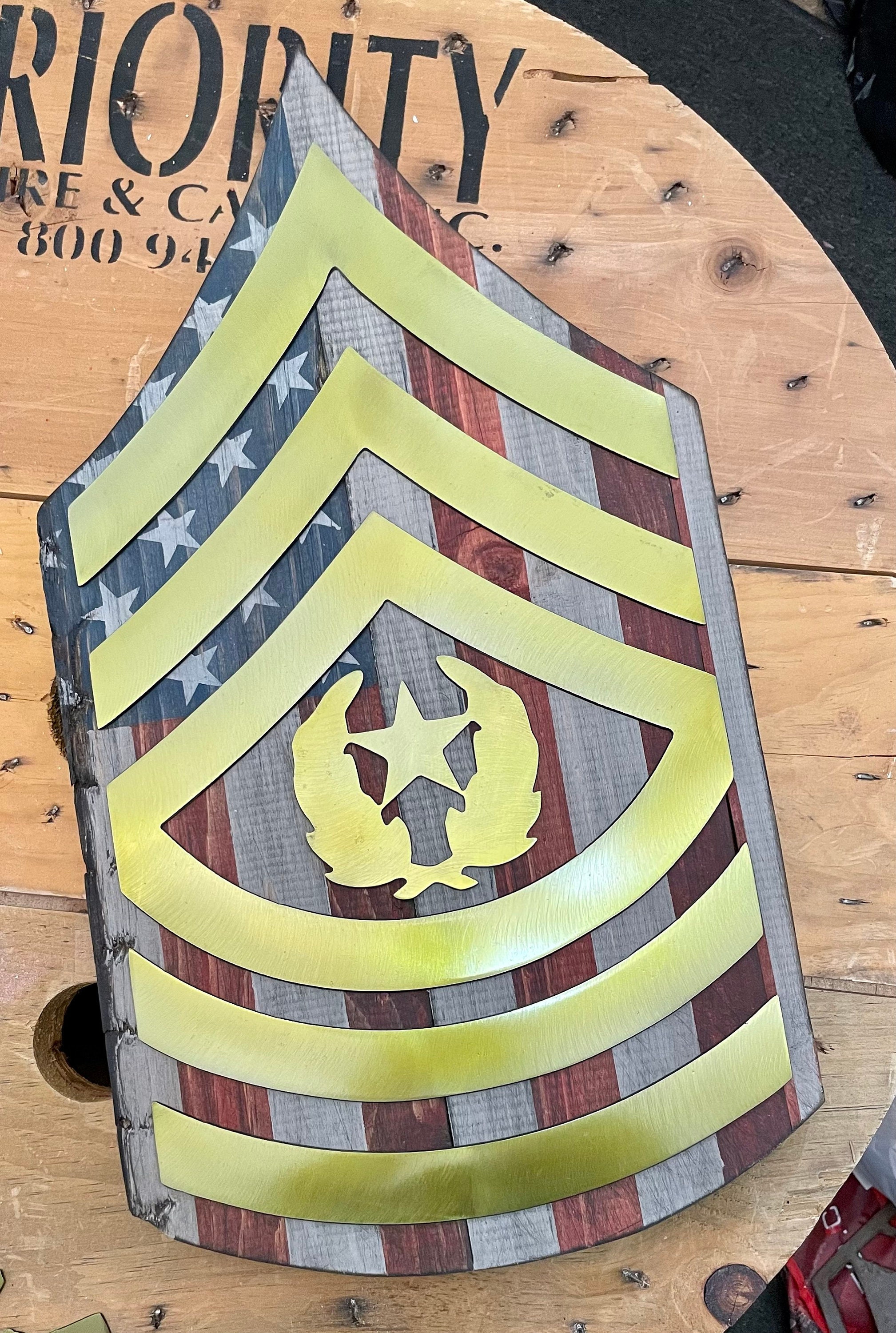 Wood and Metal US Army Rank Stripes Wall Plaque Free - Etsy