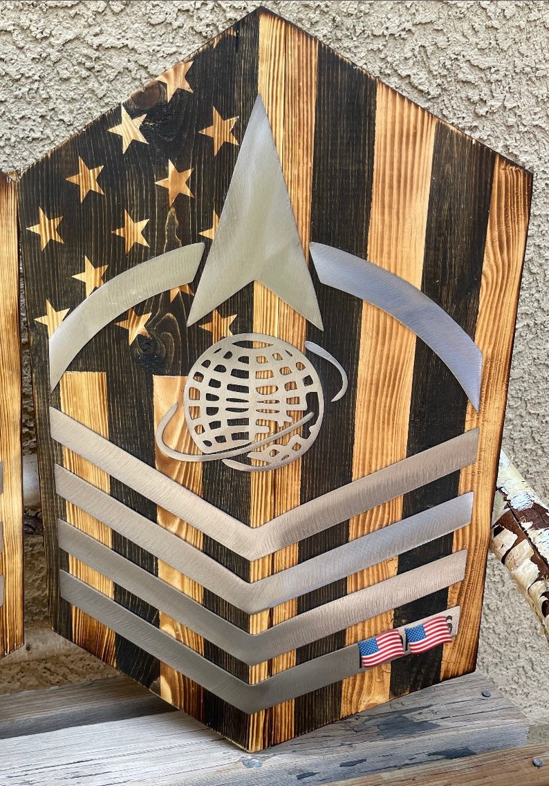 Rustic Space Force Military Rank Wall Plaque Metal & Wood - Etsy