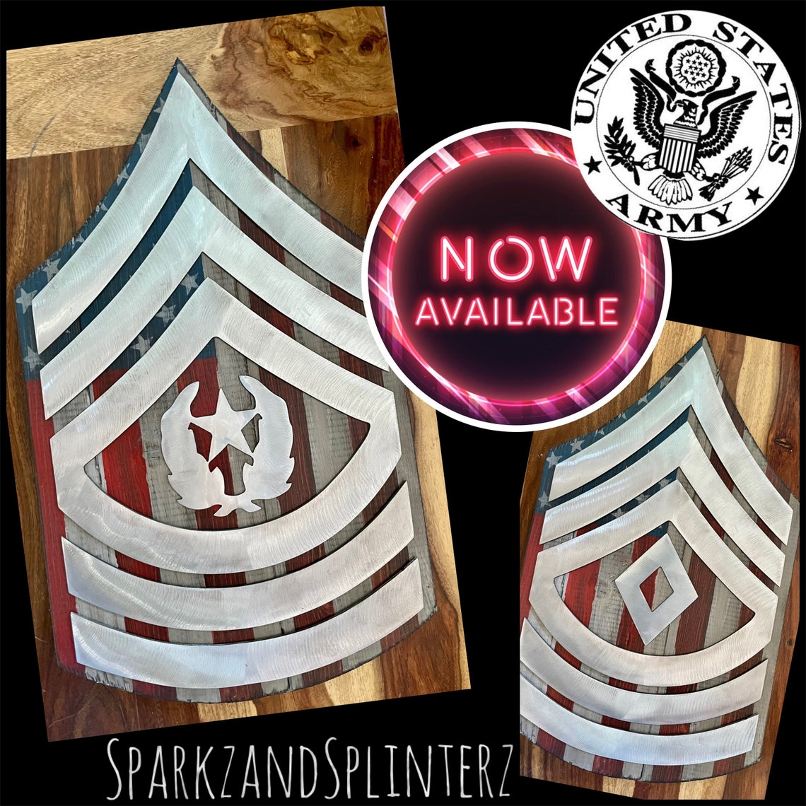 Wood and Metal US Army Rank Stripes Wall Plaque Free | Etsy