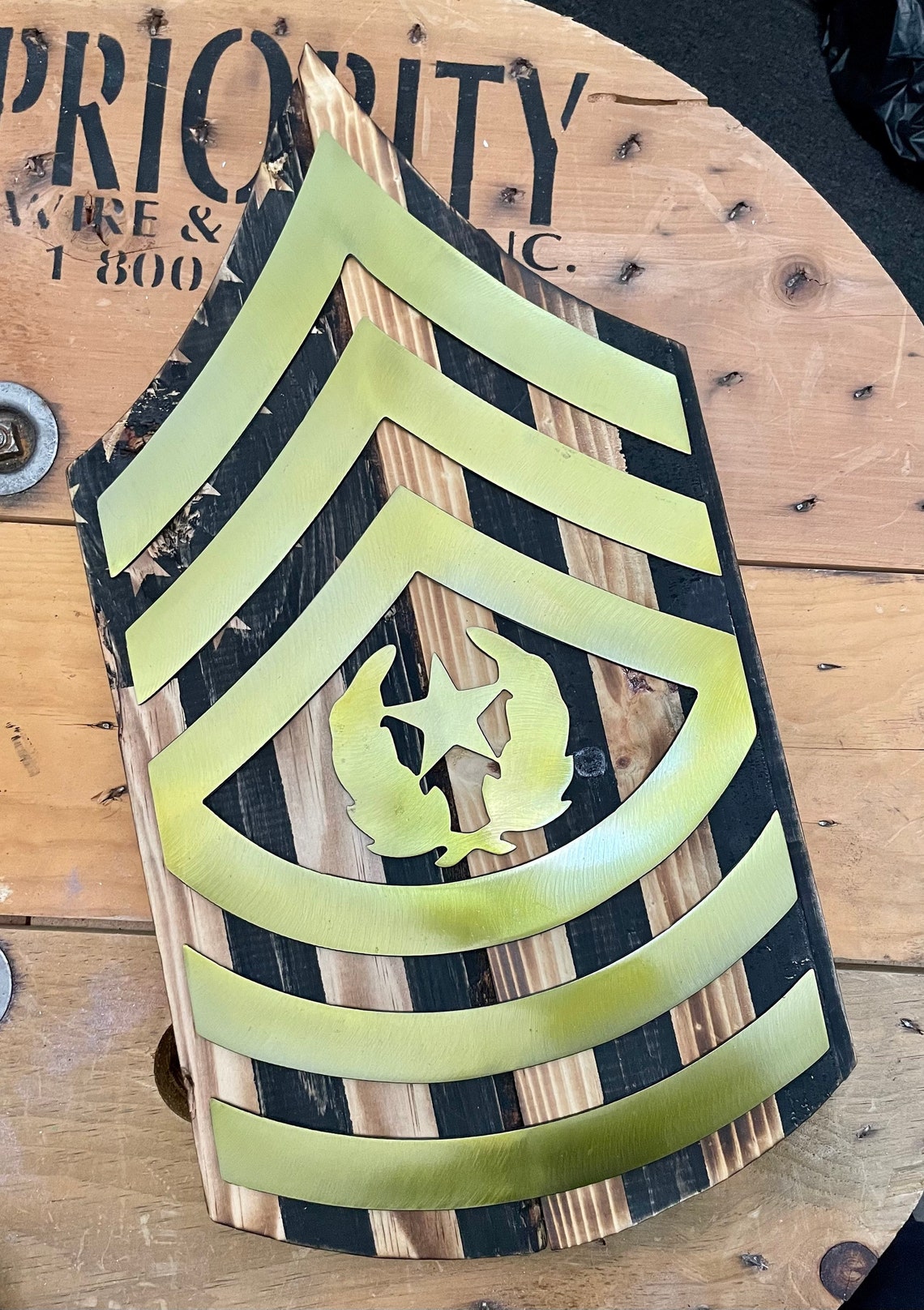 Wood and Metal US Army Rank Stripes Wall Plaque Free | Etsy