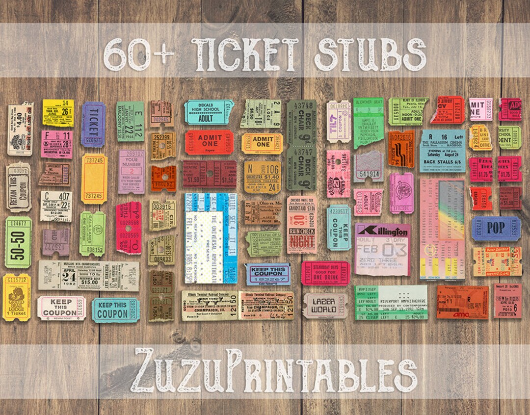 Vintage Ticket Stubs / Instant Digital Download / Retro Collage Sheets ...