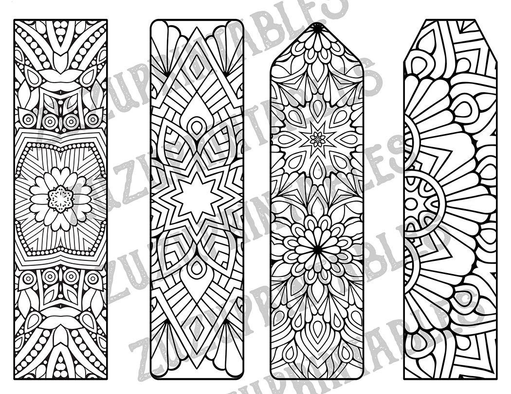 16 Coloring Mandala Bookmarks / Instant Digital Download - Etsy