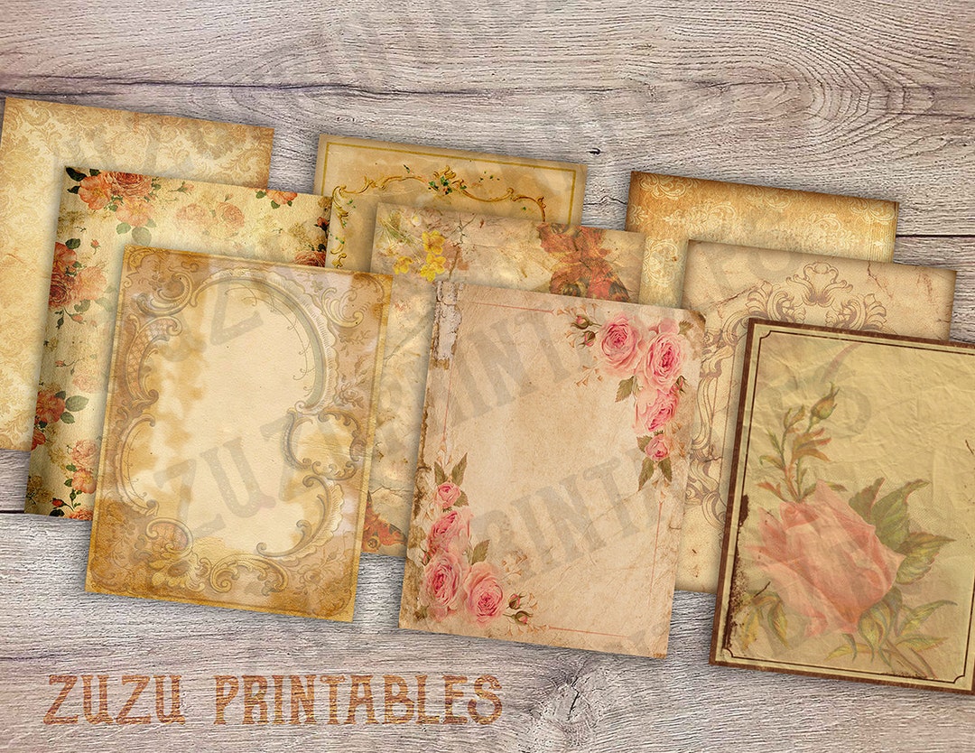 9 8.5"x11" Distressed Junk Journal Pages / Aged Shabby Chic ...