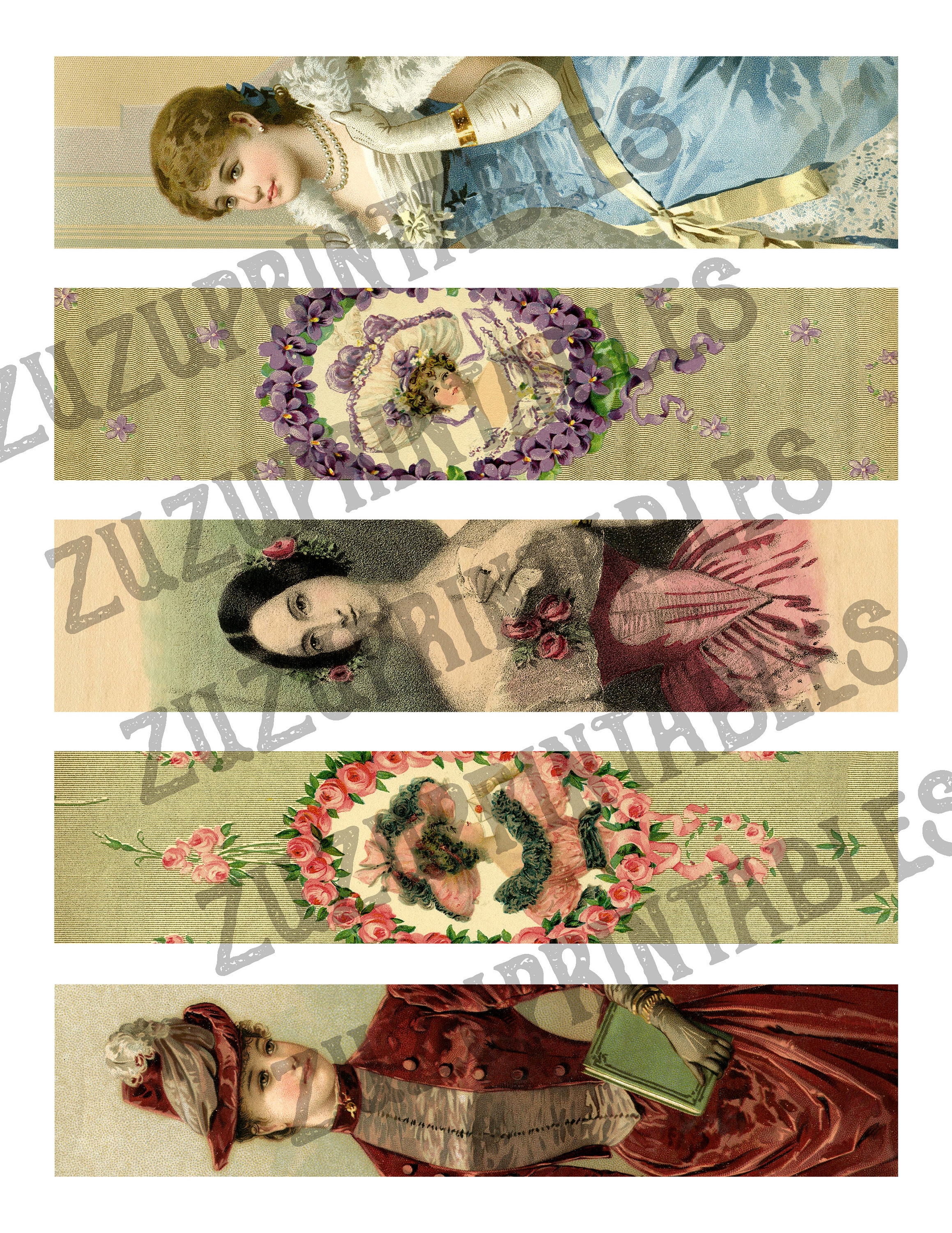 10 Printable Victorian Ladies Bookmarks / Instant Digital Download ...