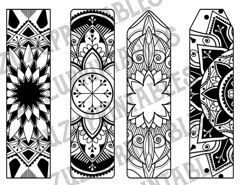 16 Coloring Mandala Bookmarks / Instant Digital Download - Etsy