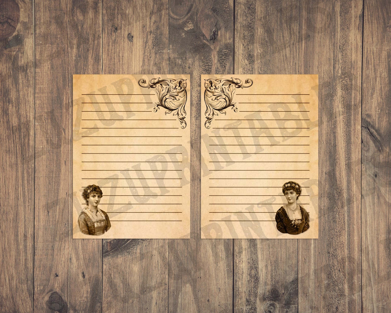 5x7 Journal Pages / Victorian Ladies / Vintage Shabby Chic / Instant ...