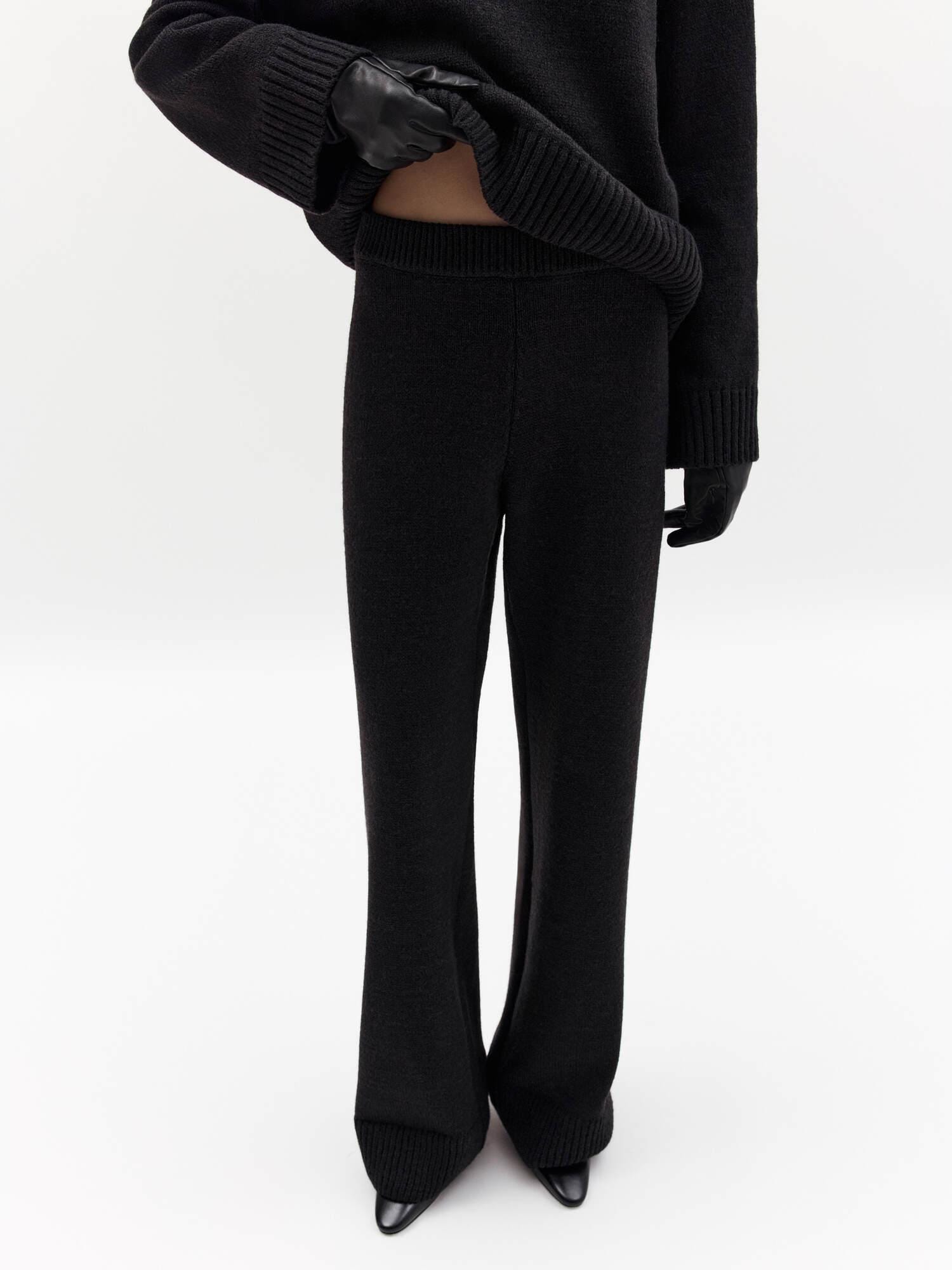 Black Two Piece Wool Loungewear Set Knitted Matching Set Knitwear ...