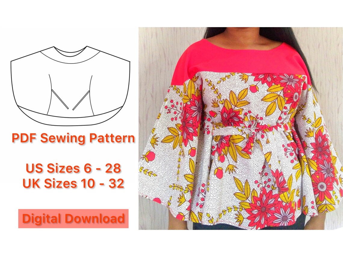 PDF Sewing Pattern Circle Blouse / Cape Top / Instant Digital - Etsy