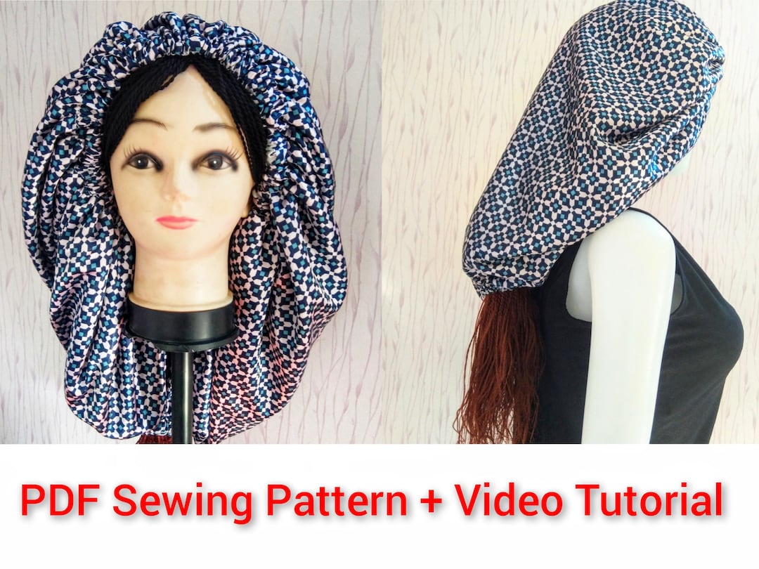 PDF Sewing Pattern Satin Hair Bonnet / Reversible Sleeping Hat for Long ...