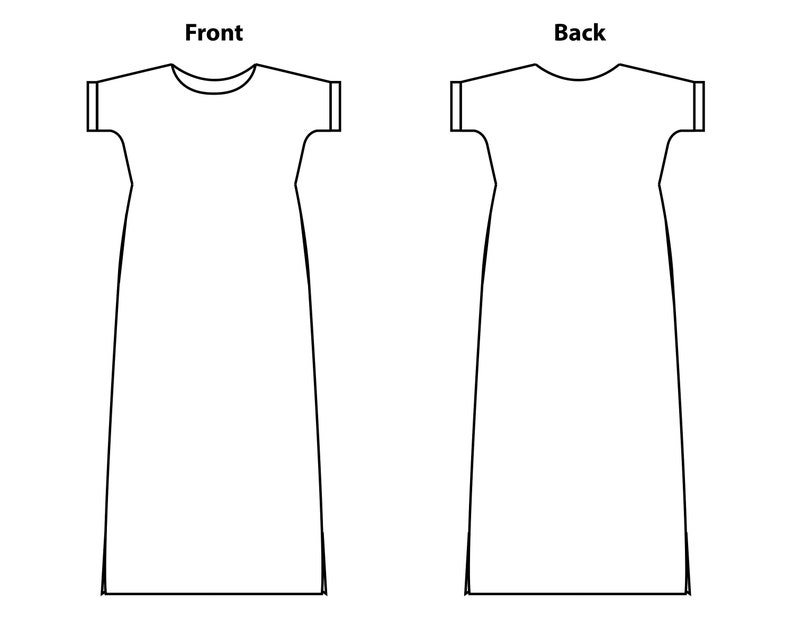 PDF Sewing Pattern Short Cuff Sleeve Maxi Dress With Side - Etsy