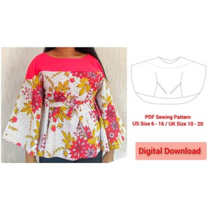 PDF Sewing Pattern Circle Blouse / Cape Top / Instant Digital | Etsy