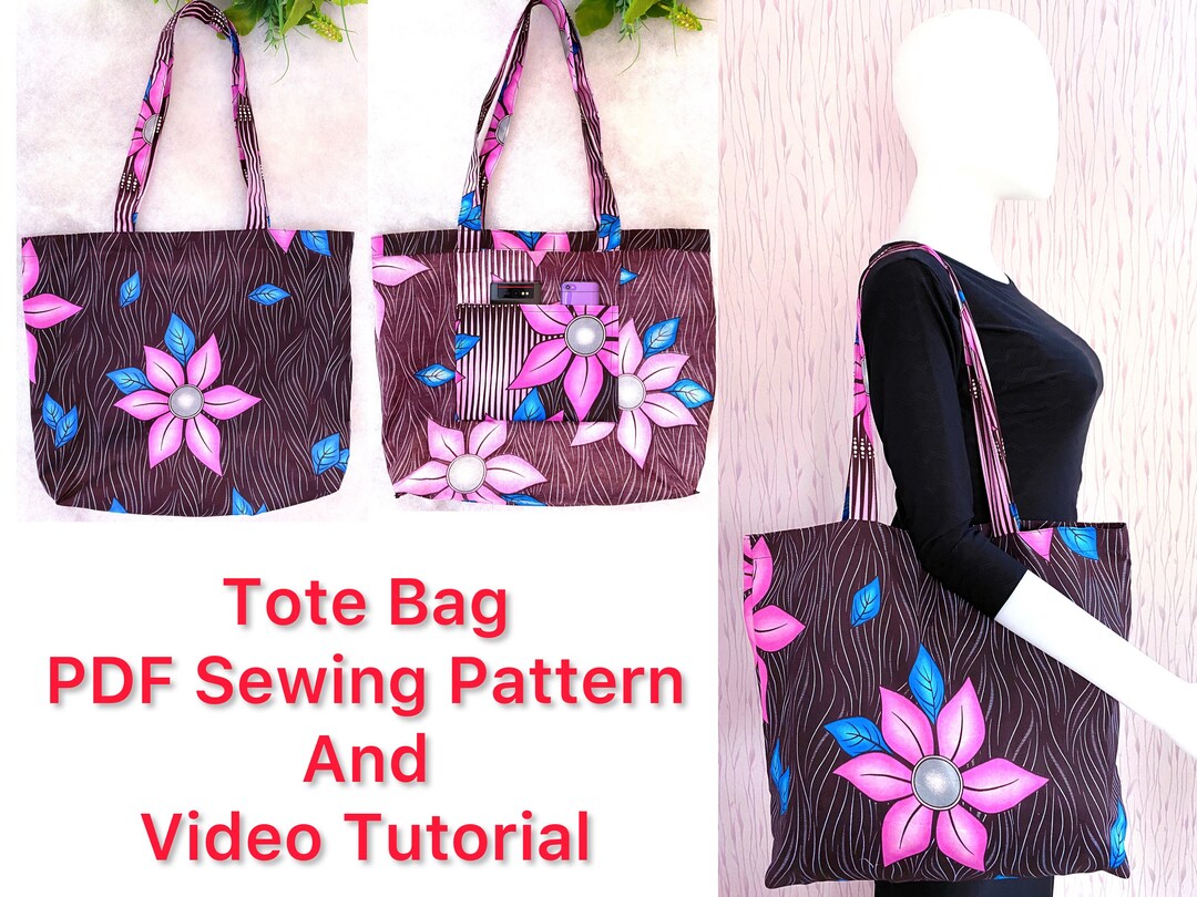 PDF Sewing Pattern Tote Bag With Video Tutorial / Large Shopping Bag ...
