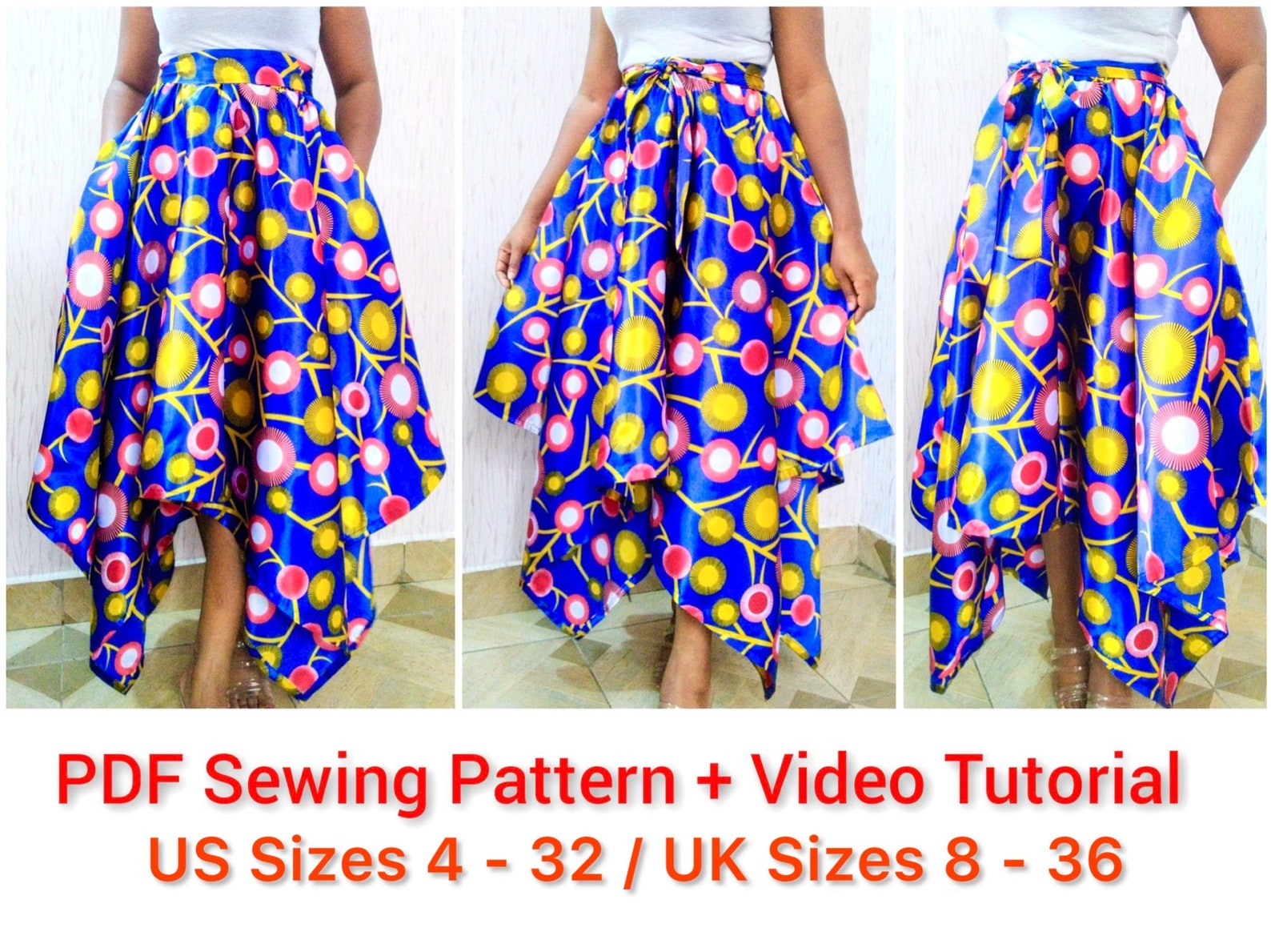 Handkerchief Hem / Square Skirt PDF Sewing Pattern With Video - Etsy