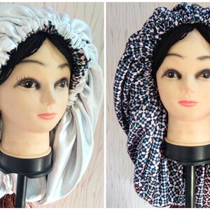 PDF Sewing Pattern Satin Hair Bonnet / Reversible Sleeping Hat for Long ...