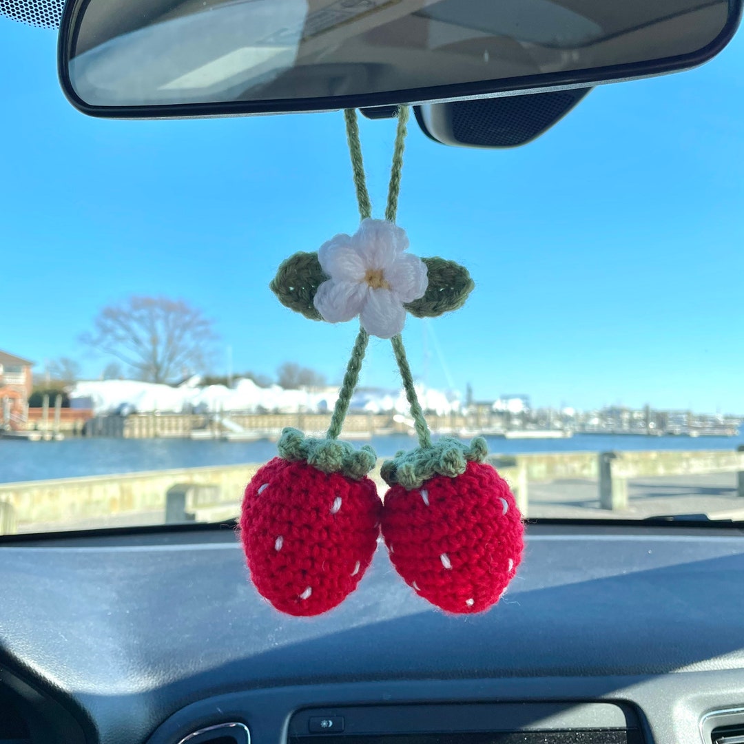 Crochet Adjustable Strawberry Car Accessory Cottagecore Handmade ...