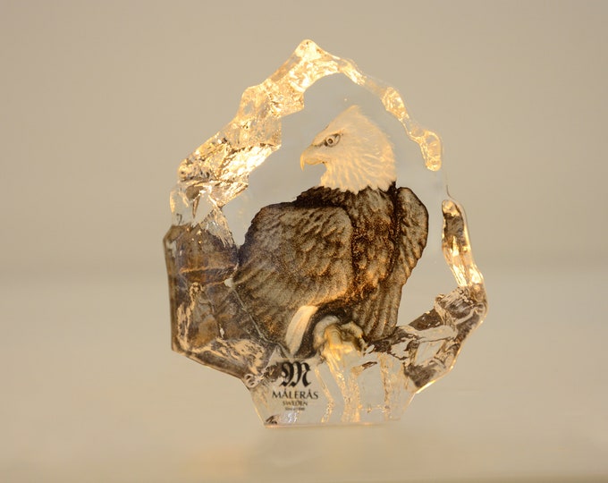 Mini Bald Eagle Crystal Sculpture By Mats Jonasson Maleras Sweden Etsy