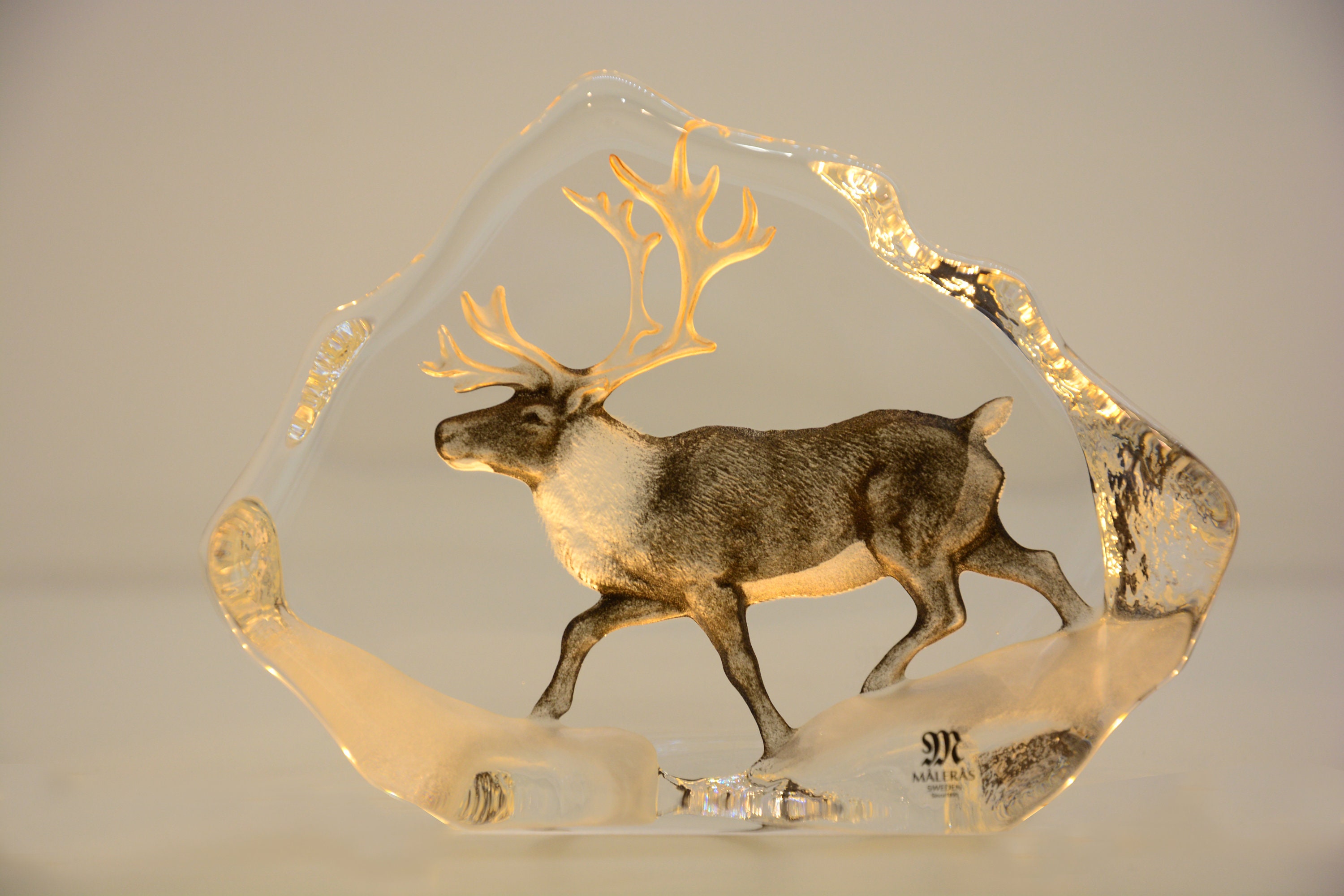 Reindeer Crystal Sculpture by Mats Jonasson, Maleras, Sweden - Etsy