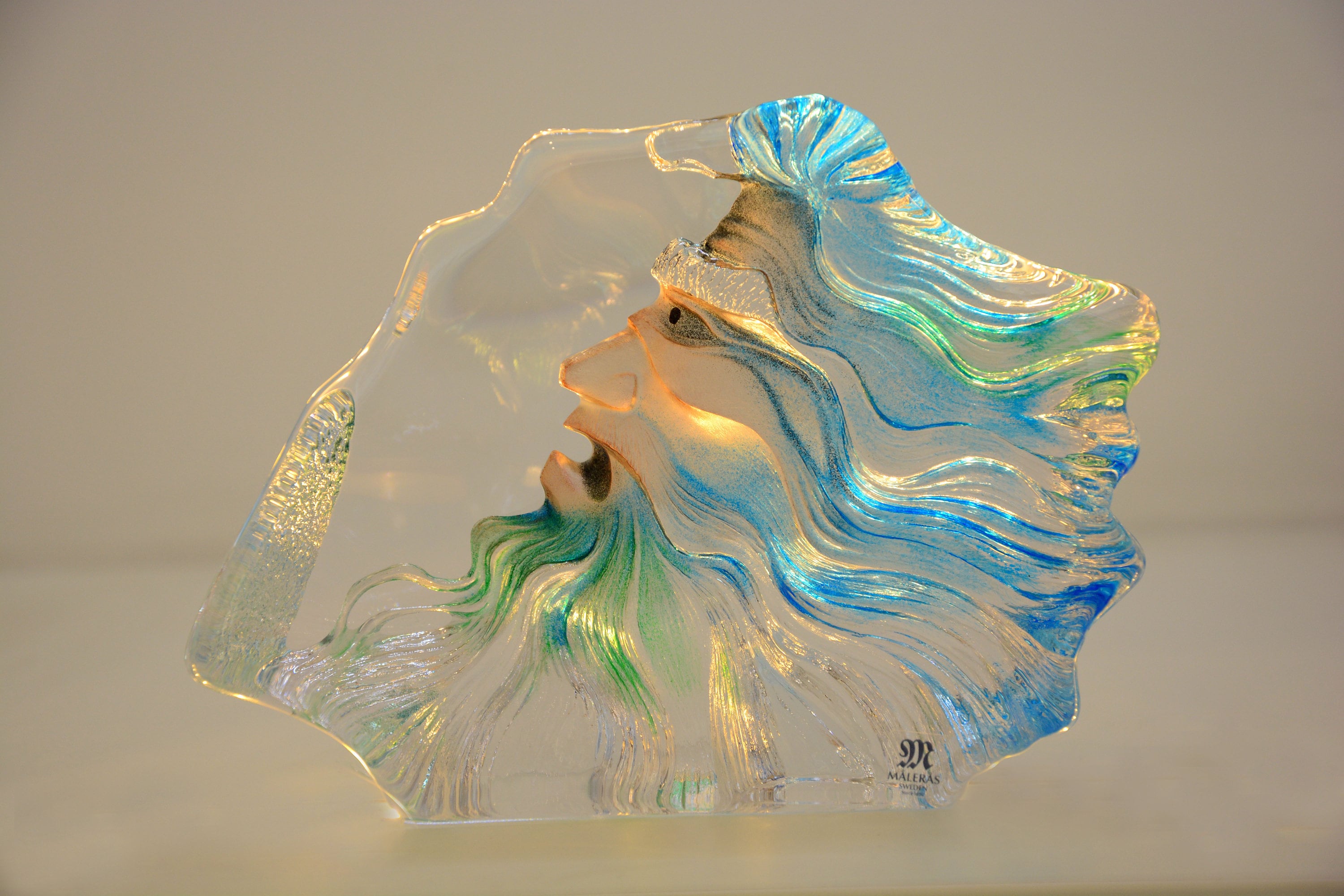 Poseidon Crystal Sculpture By Mats Jonasson Maleras Sweden Etsy