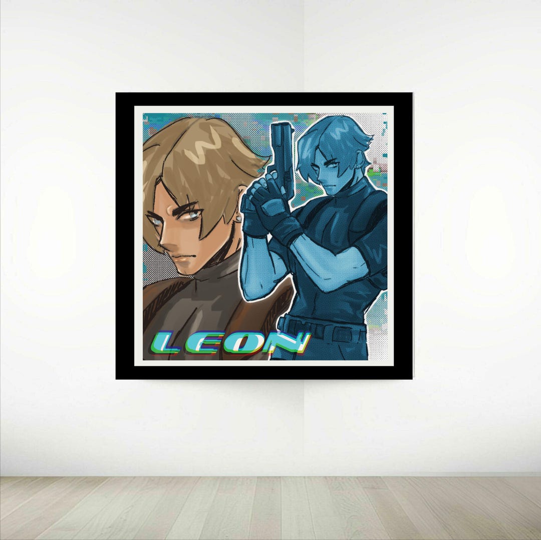 Blue Halftone Leon Kennedy Digital Print - Etsy