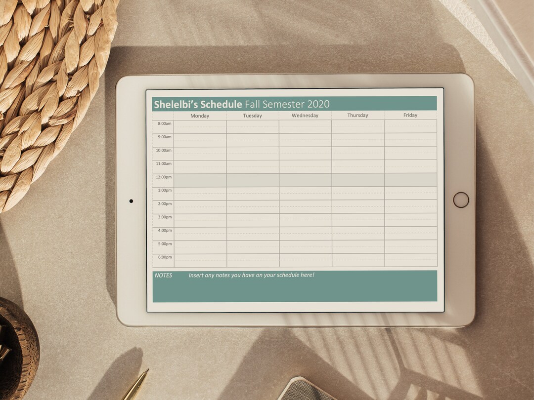 Minimalist Class Schedule | Printable Week Calendar | Simple Editable ...