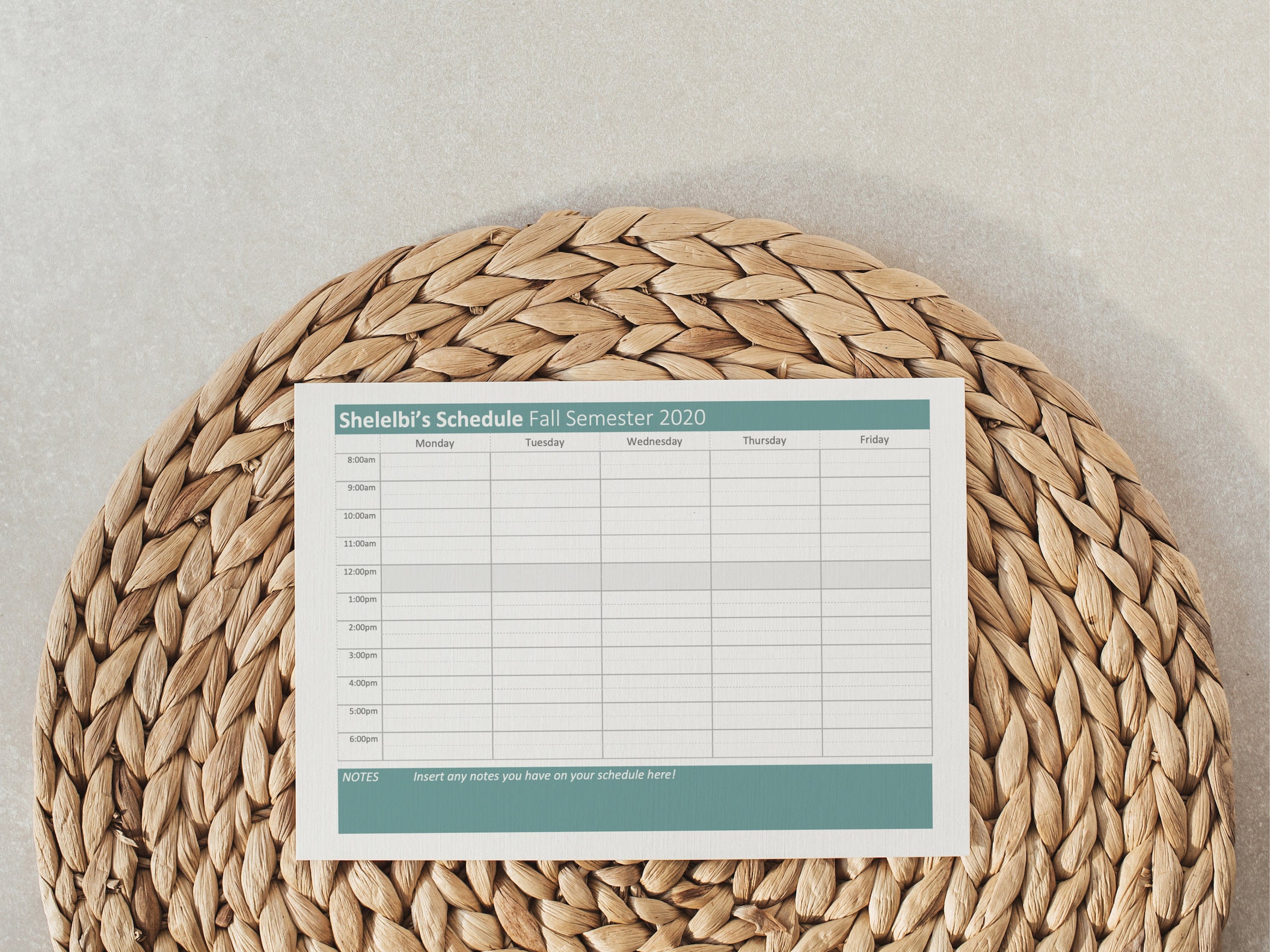 Minimalist Class Schedule | Printable Week Calendar | Simple Editable ...