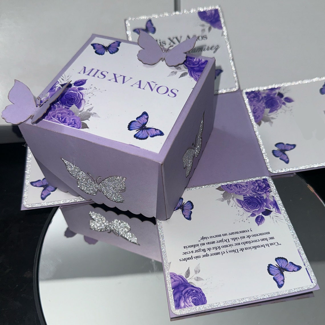 Butterfly Explosion Box SVG Quinceañera Invitations - Etsy