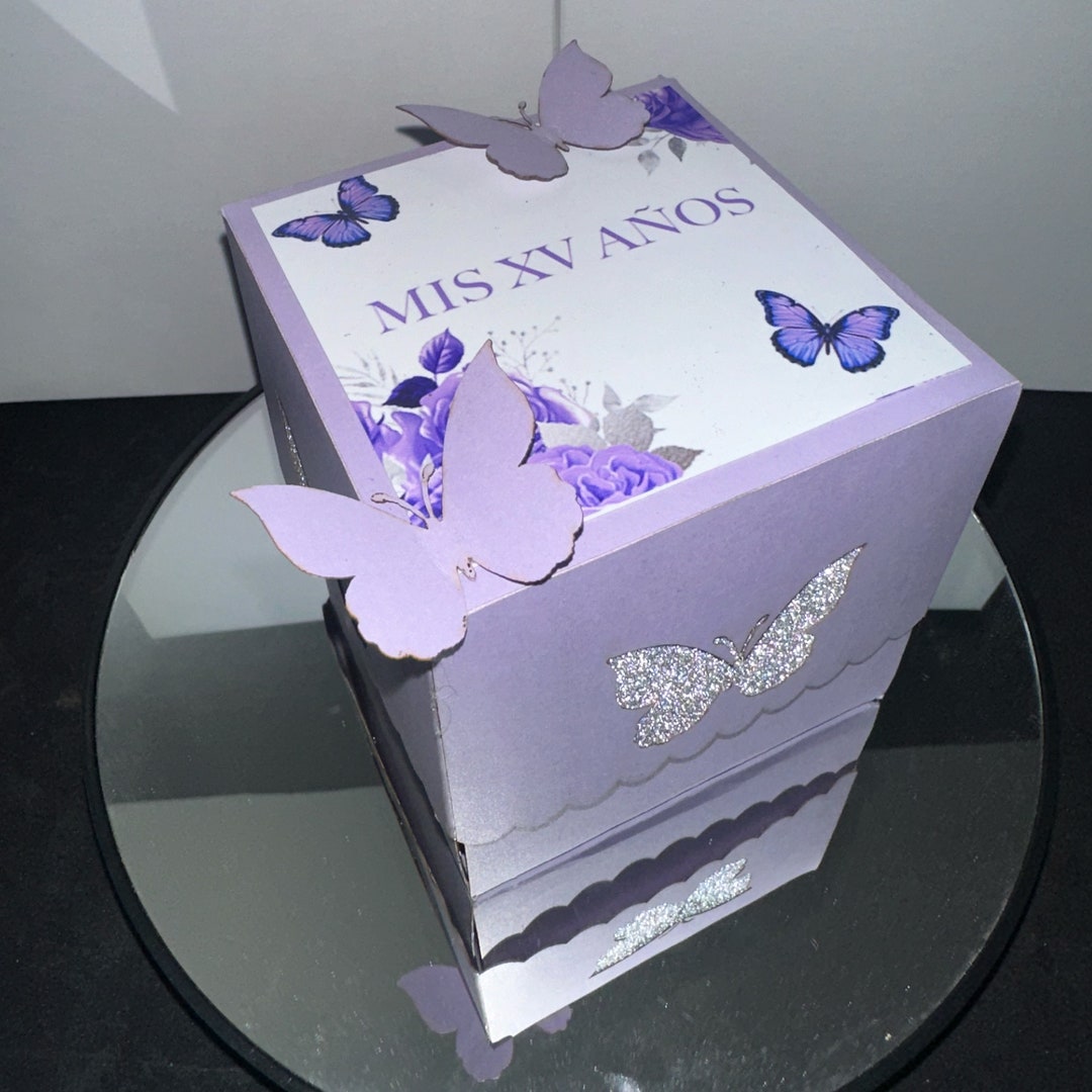 Butterfly Explosion Box SVG Quinceañera Invitations - Etsy
