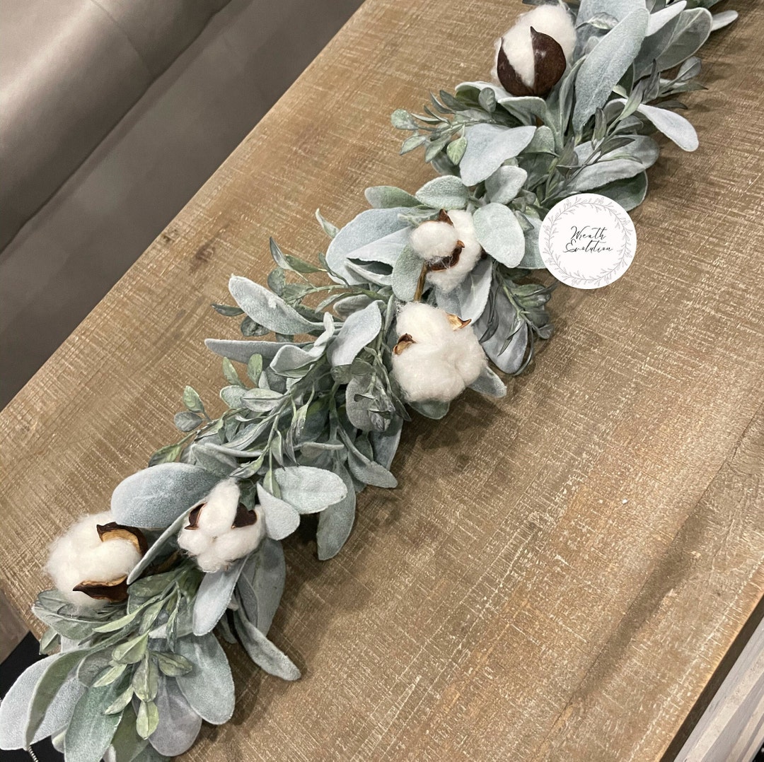 Lambs Ear and Cotton Garland, Year Round Garland, Spring Mantle Decor ...