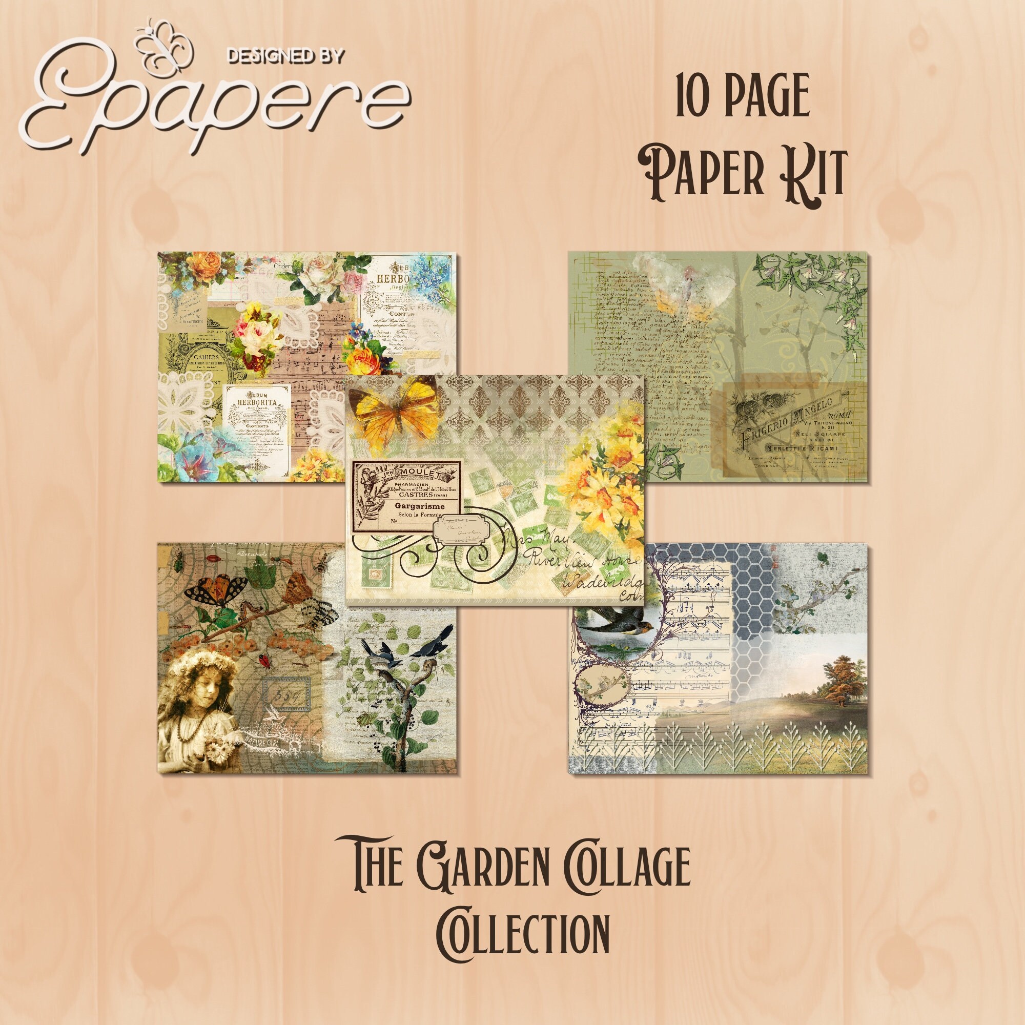 Junk Journal Kit Digital Paper Kit Garden Collage Collection | Etsy