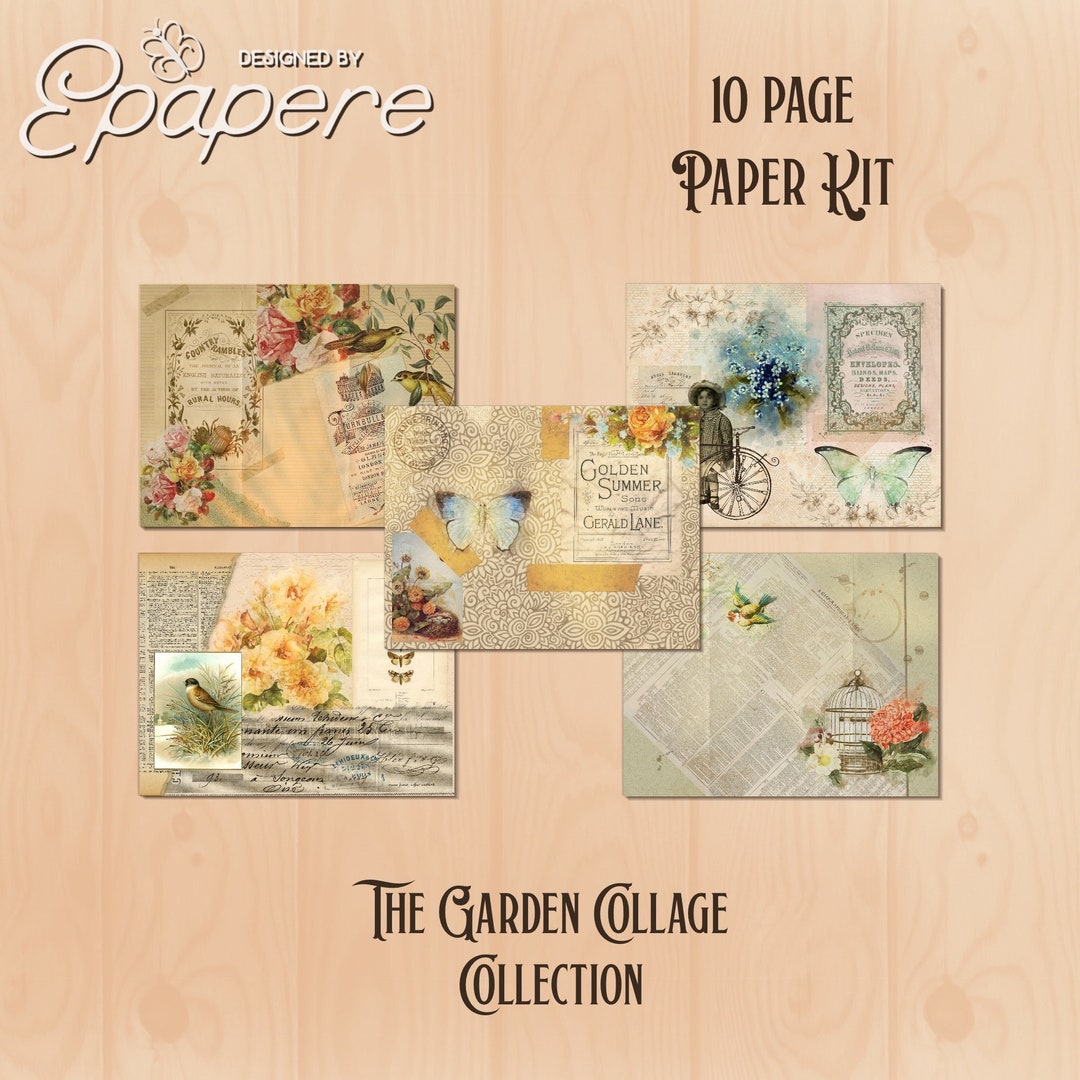 Junk Journal Kit Digital Paper Kit | Garden Collage Collection - Etsy